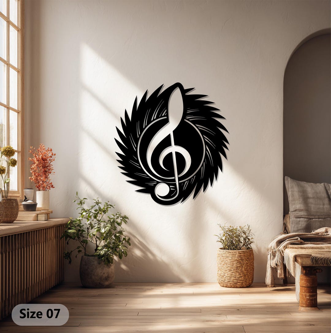 Metal Treble Clef Wall Art: Music Note With Wings Decor - Etsy