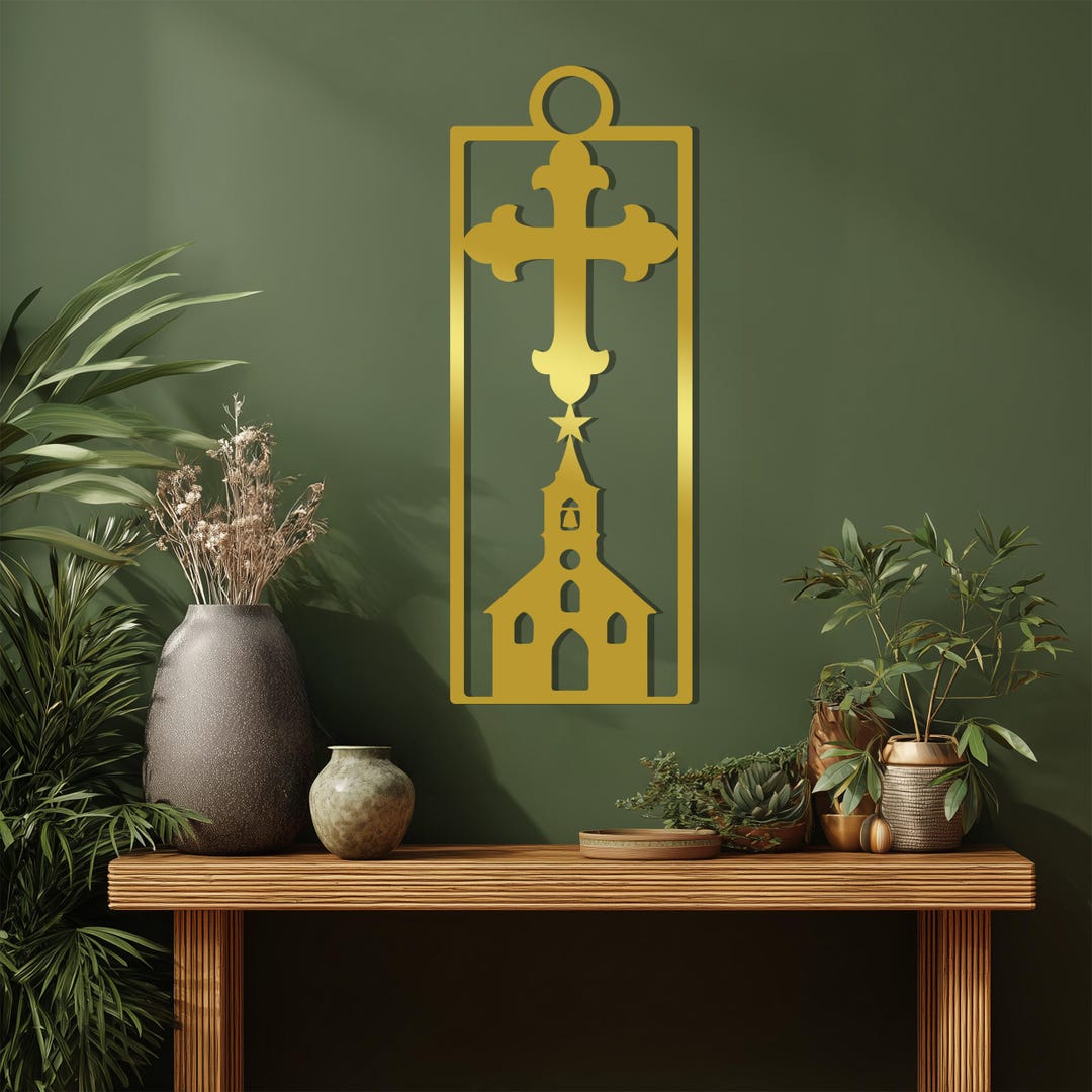 Metal Church Cross Wall Art – Christian Metal Decor, Laser Cut Cross ...