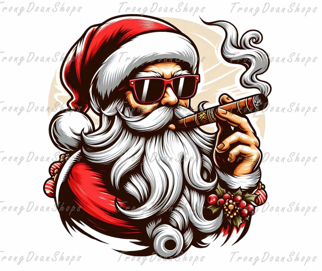 Retro Santa Christmas Smoking PNG, Funny Santa Merry Christmas PNG ...