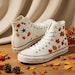 Hand Embroidered Autumn Converse Sneakers: Maple Leaf & Pine Cone - Etsy