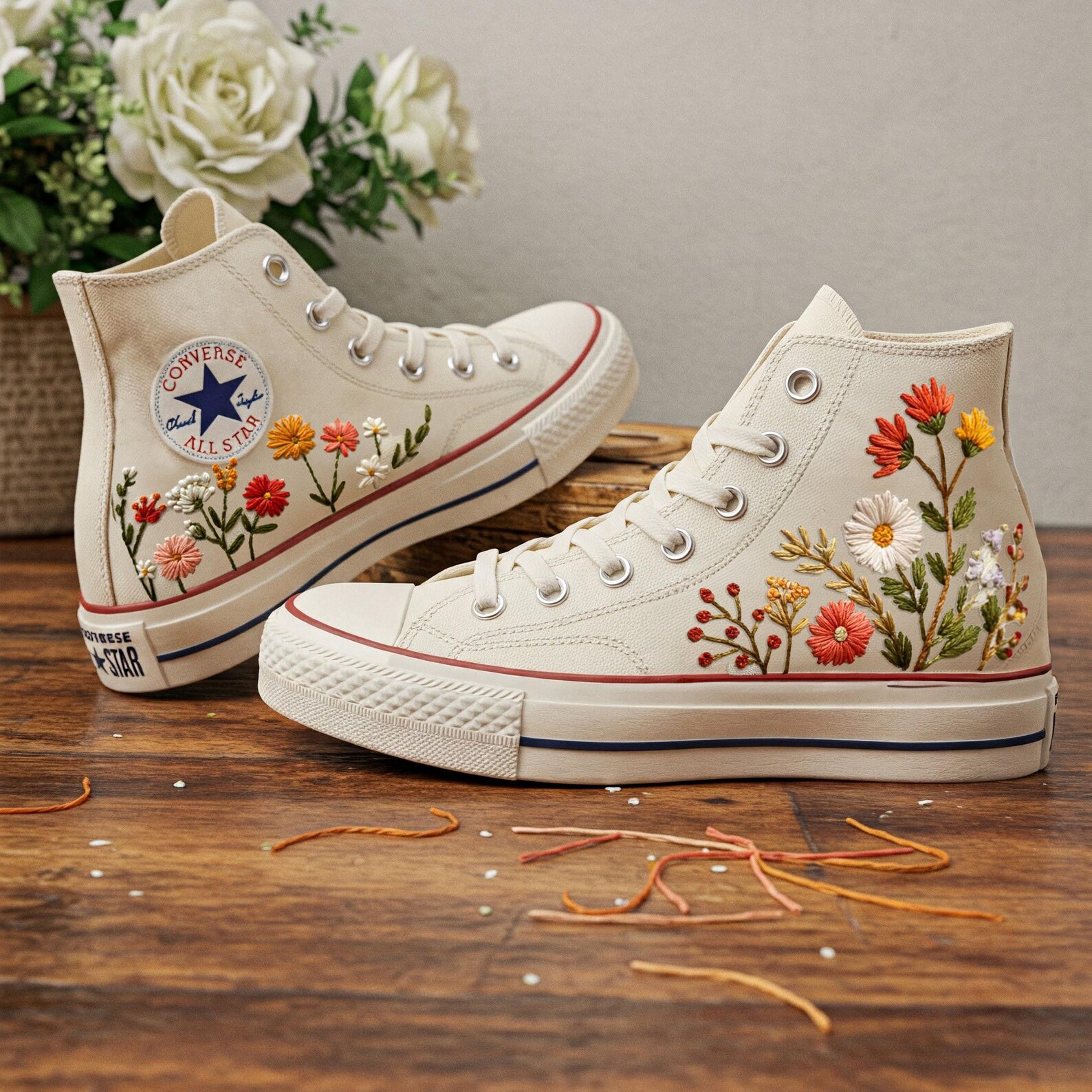 Custom Embroidered Wildflower Converse Chuck Taylor Sneakers - Etsy