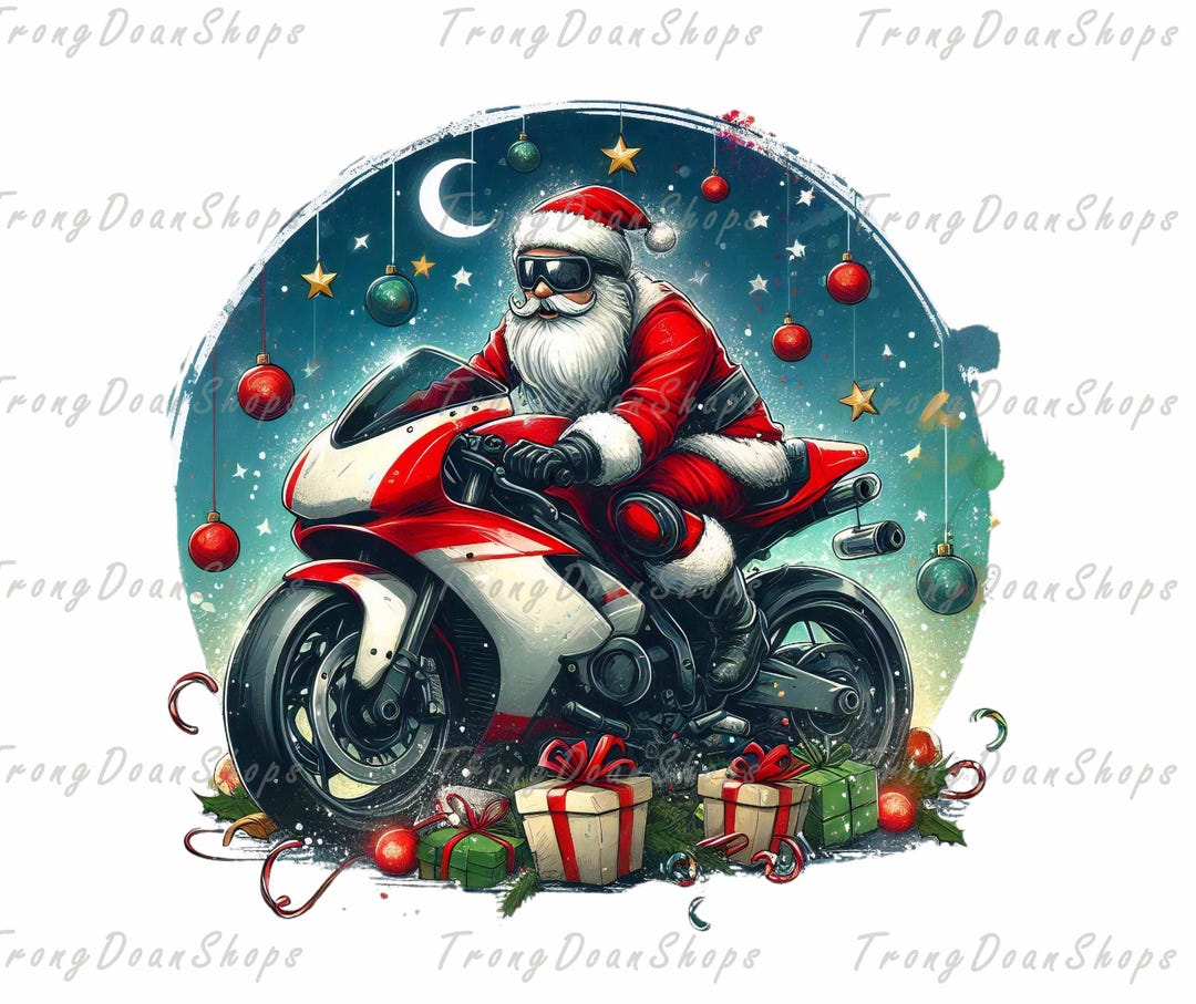 Santa Riding Motorcycle PNG, Funny Santa Merry Christmas PNG, Funny ...