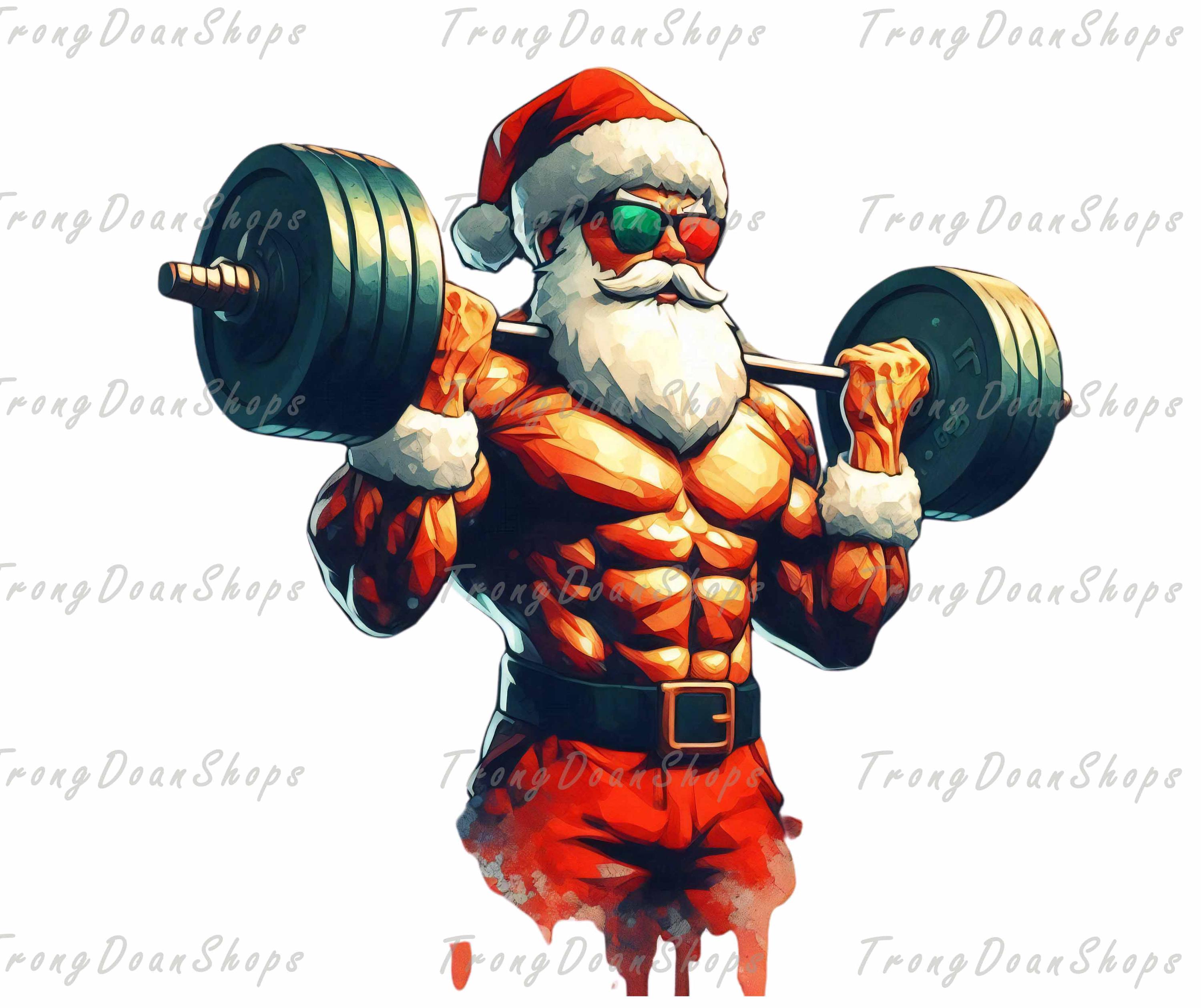 Santa Claus Gym Lifting Full Muscle PNG, Mr Santa Claus Power Lifting ...