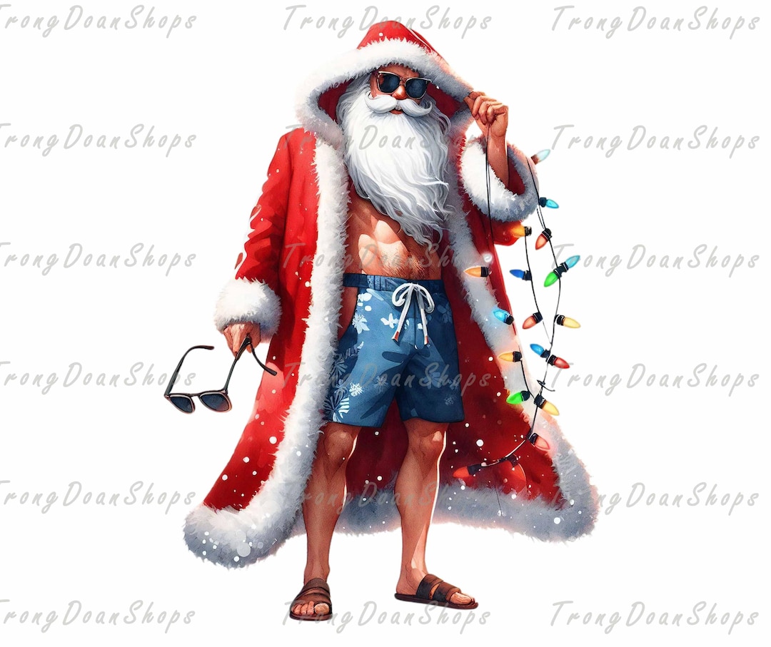 Macho Santa With Christmas Cloak PNG, Vintage Merry Christmas PNG ...