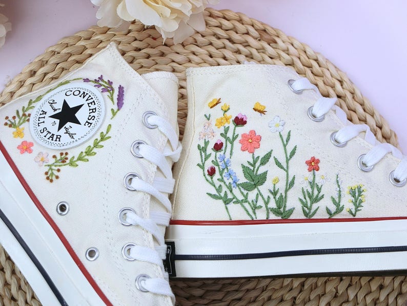 Custom Wildflower Converse Chuck Taylor Embroidered Shoes, Wedding ...