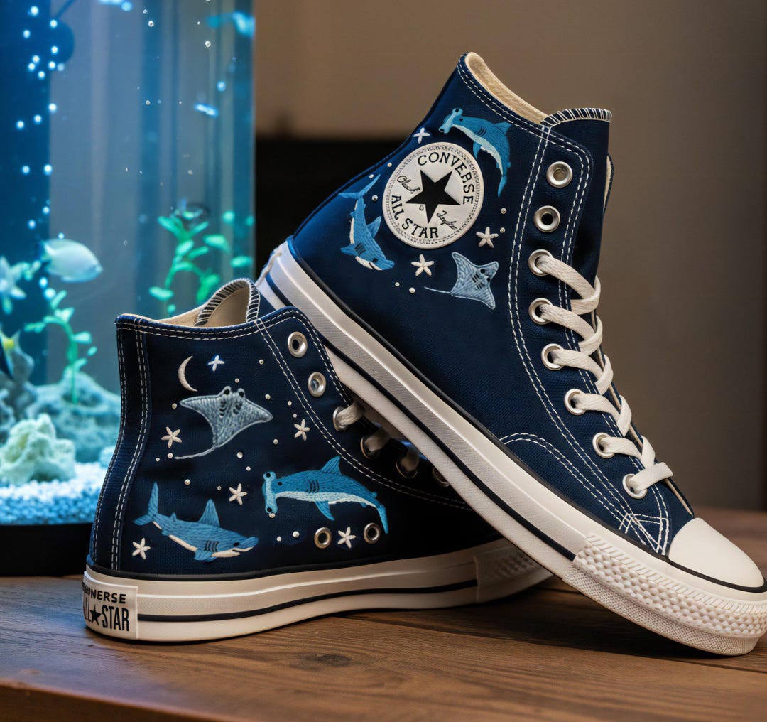 Custom Embroidered Floral Converse High Tops: Lavender Design - Etsy
