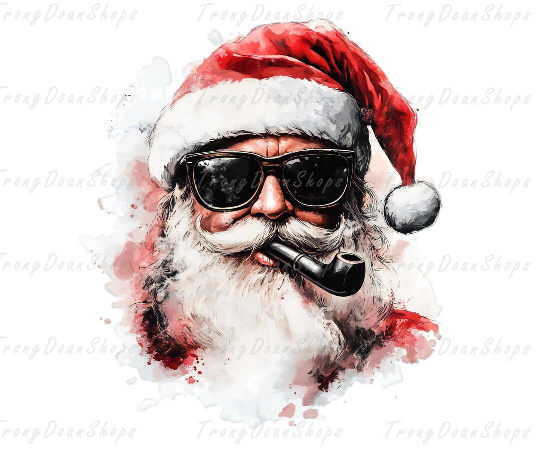 Retro Santa Christmas Smoking PNG, Vintage Merry Christmas PNG, Funny ...