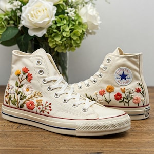 Custom Embroidered Wildflower Converse Chuck Taylor Sneakers - Etsy