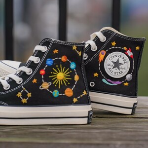 Galaxy Space Hand-embroidered Converse, Embroidery Solar System, Cosmic ...