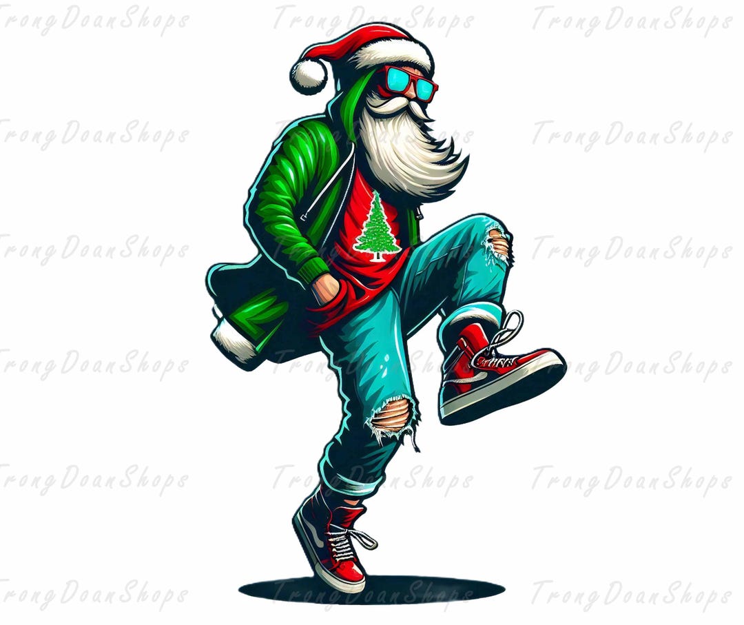Hip Hop Santa Png, Boy Dacing Xmas Png, Hip Hop Lovers PNG, Santa Lover ...