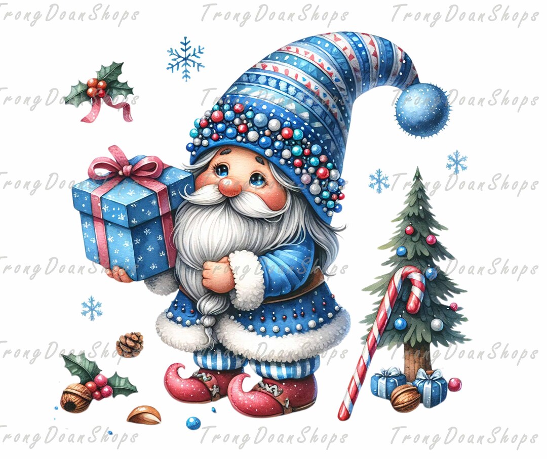 Christmas Twinkle Santa Claus Png, Santa With Giftbox PNG, Vintage ...