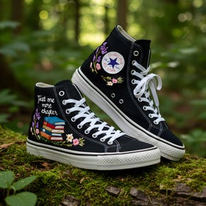 Embroidered Floral Converse: Book Lover High Top Sneakers - Etsy