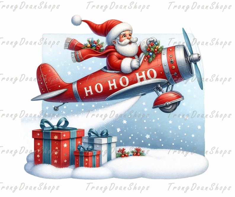 Santa Flying Airplane PNG, Funny Santa Merry Christmas PNG, Funny Santa ...