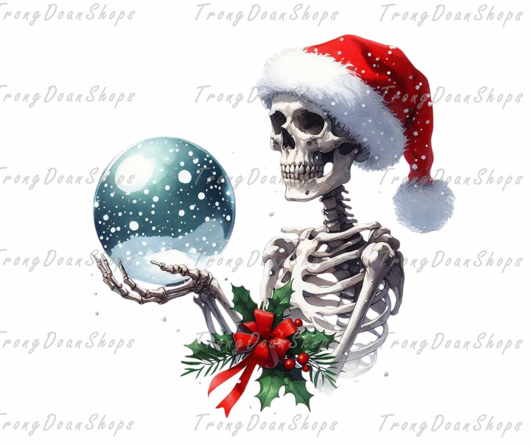 Christmas Skinny Skeleton Png, Skeleton With Snow Globe Png, Christmas ...