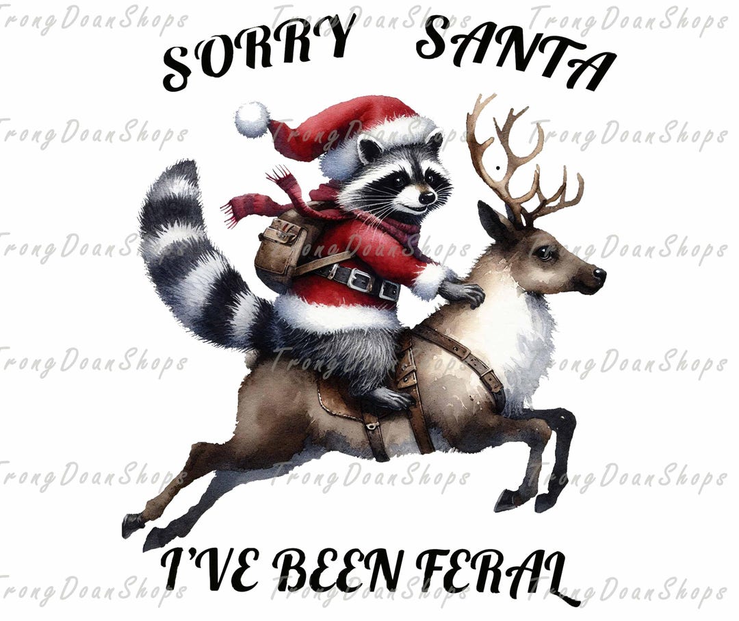 Christmas Santa Racoon Png, Christmas Funny Reindeer, Holiday Gift ...