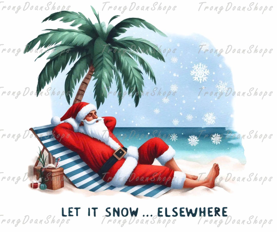Christmas Relaxing Santa Png, Santa Lying on the Beach Png, Reckless ...