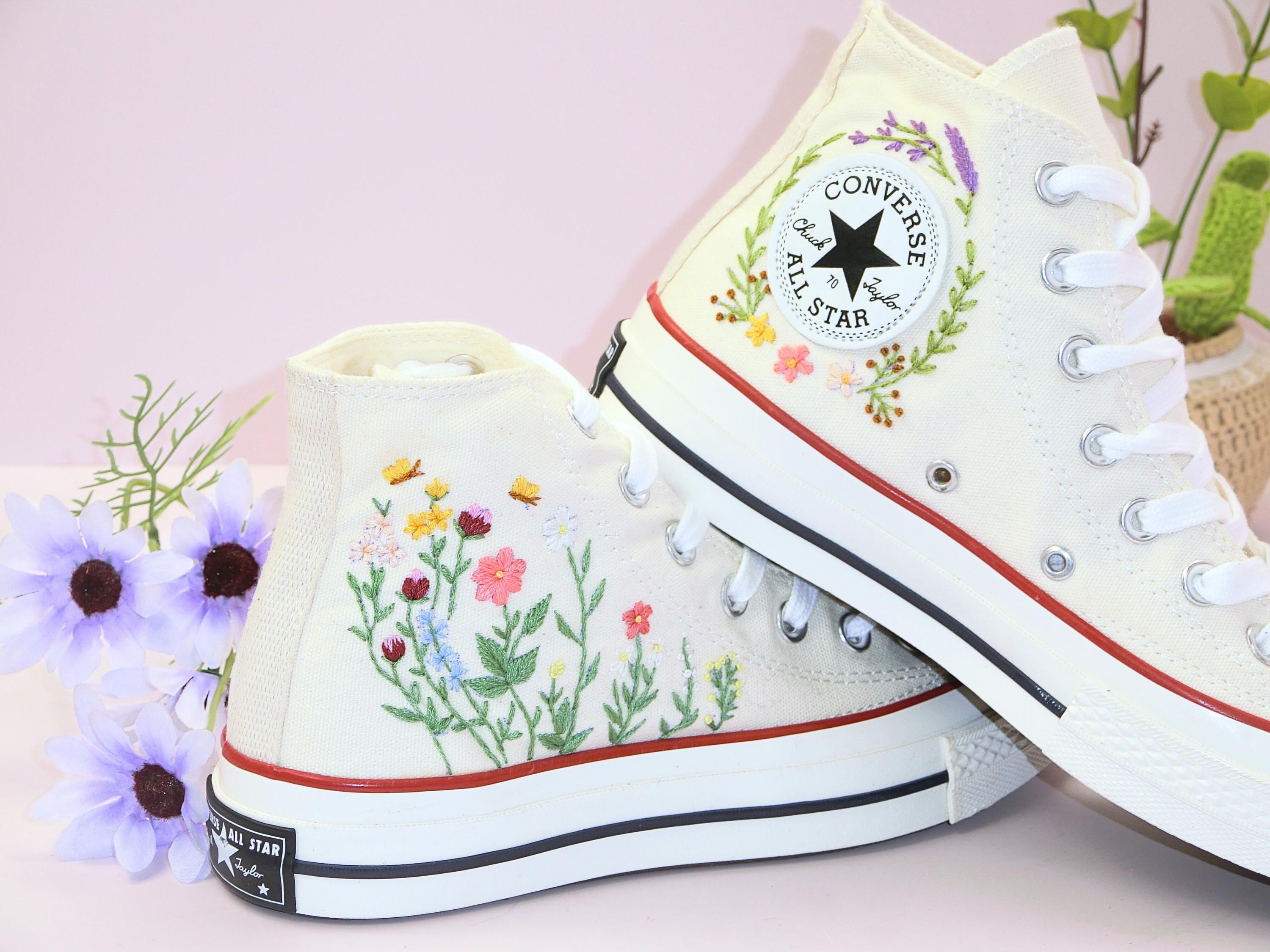 Custom Wildflower Converse Chuck Taylor Embroidered Shoes, Wedding ...