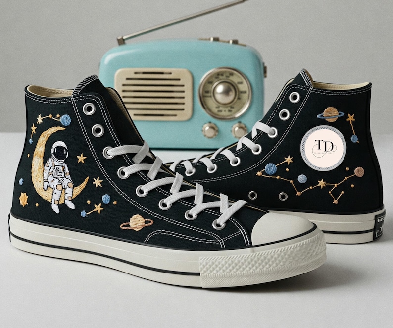 Embroidered Planet Converse: Outer Space Galaxy Sneakers - Etsy