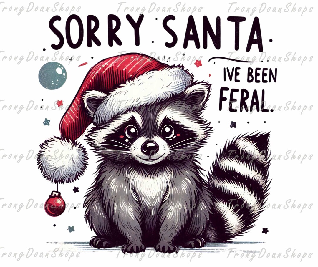 Christmas Santa Racoon Png, Christmas Funny Racoon PNG, Cute Racoon ...