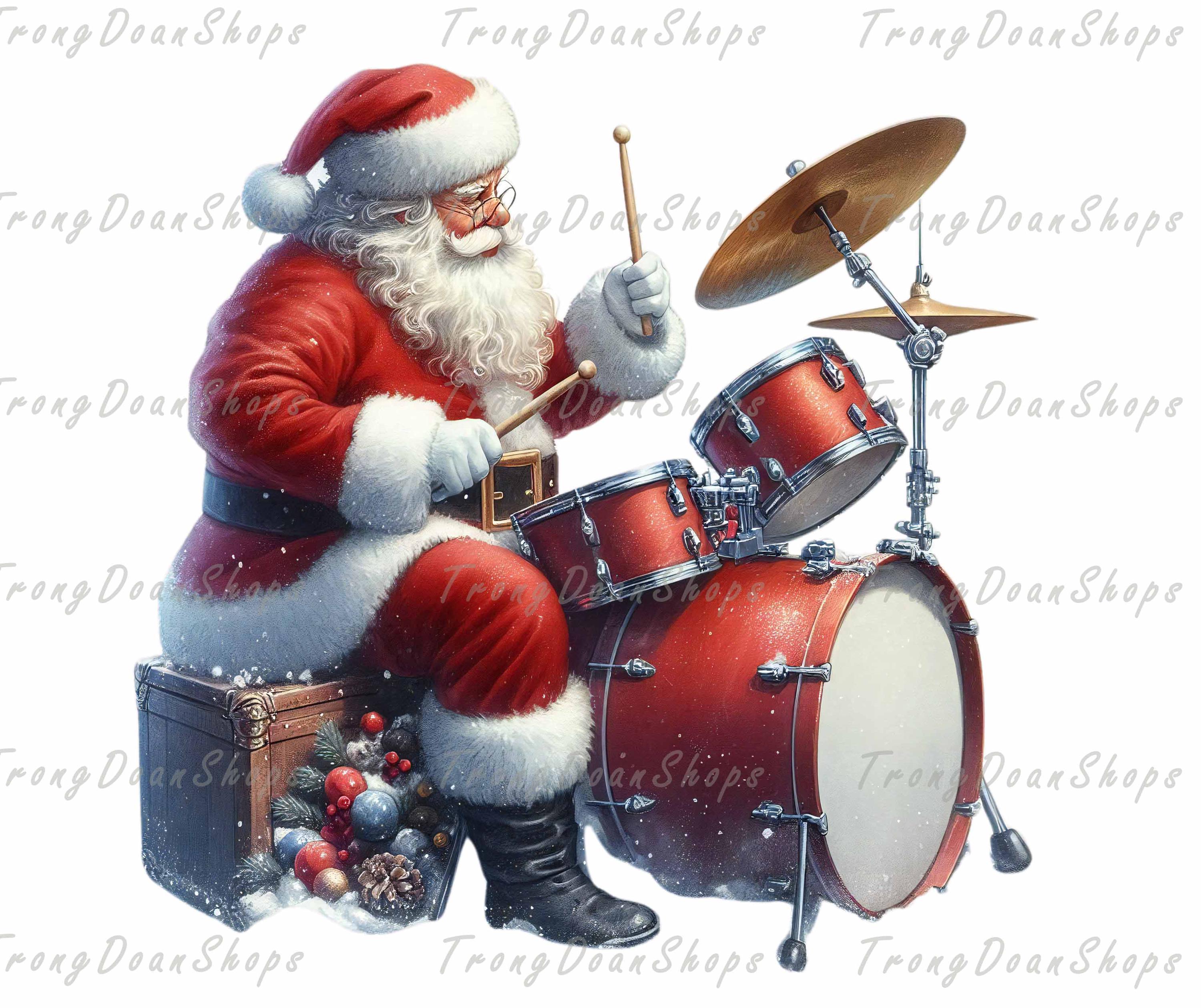 Santa Playing Drums PNG, Funny Santa Merry Christmas PNG, Musical Santa ...