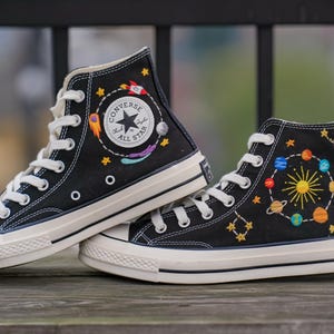 Galaxy Space Hand-embroidered Converse, Embroidery Solar System, Cosmic ...