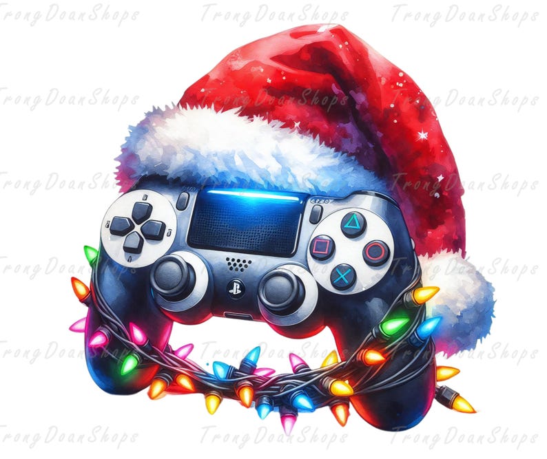 Christmas Lights Controller Png, Santa Hat Game Controller, Holiday ...
