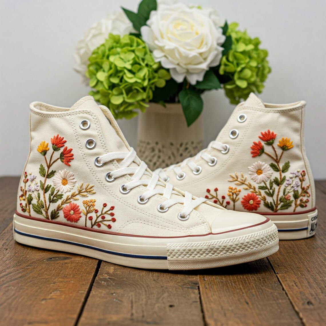 Custom Embroidered Wildflower Converse Chuck Taylor Sneakers - Etsy