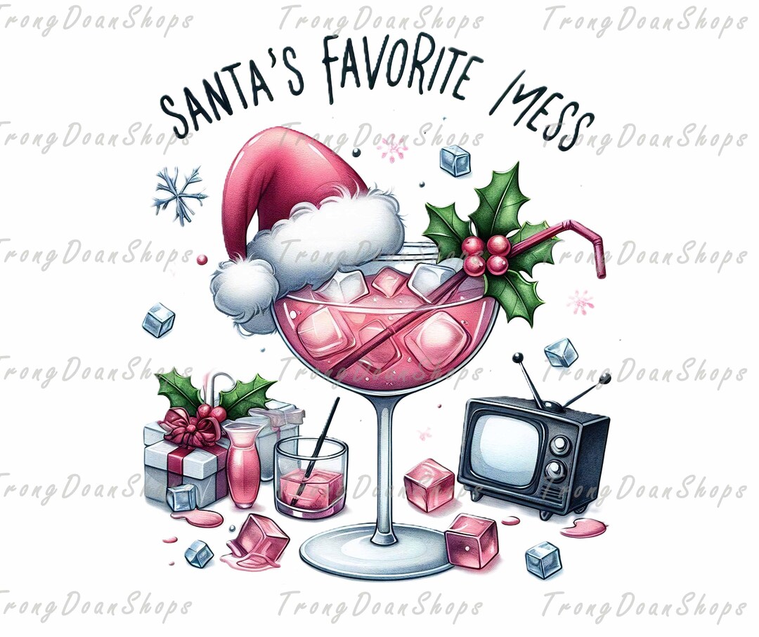 Christmas Cocktail Png, Santa Hat Wine Glass, Holiday Drinks Png, Santa ...