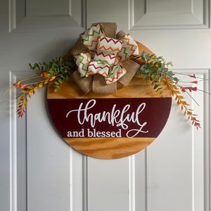 Thanksgiving Door Hanger | Thankful and Blessed | Fall - Etsy