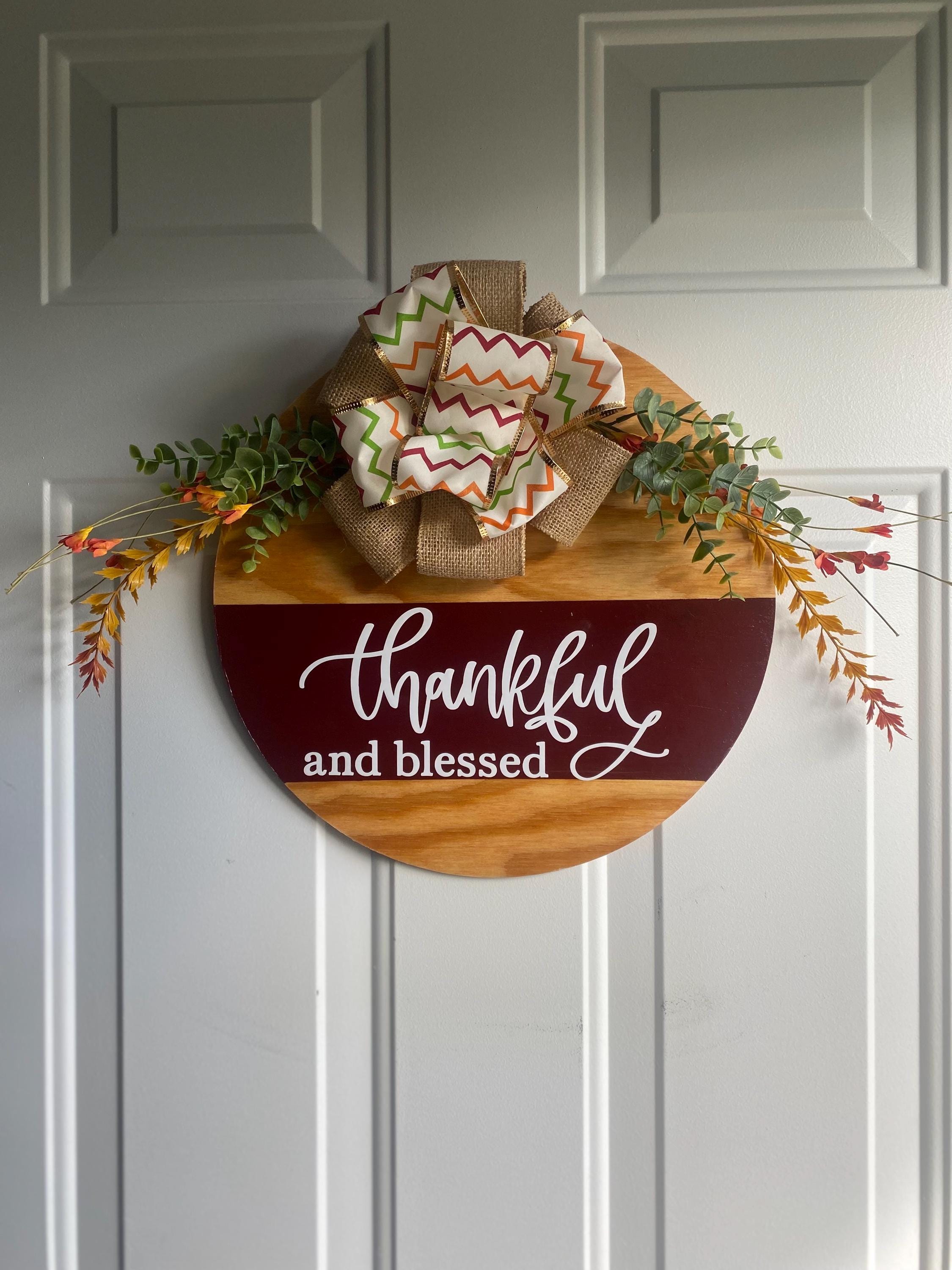 Thanksgiving Door Hanger | Thankful and Blessed | Fall - Etsy