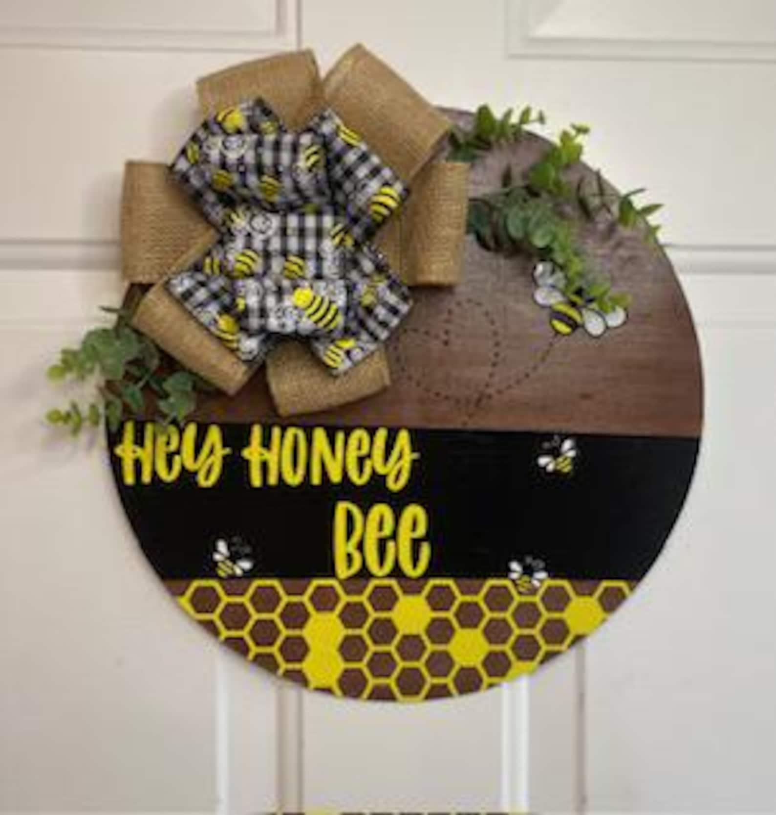 Hey Honey Sign | Front Door Decor | Year Round Wreath | Welcome Sign ...