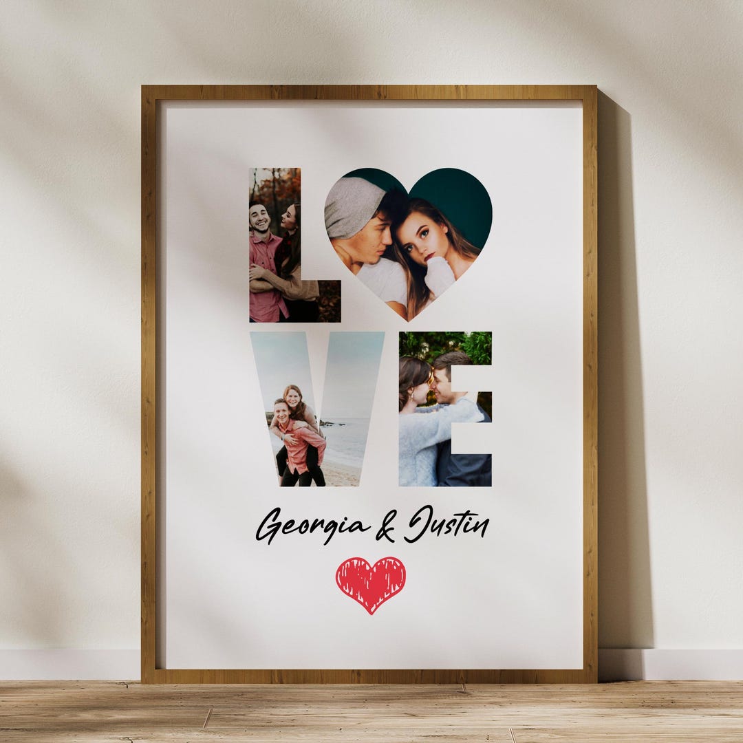 Love Shape Photo Collage, Picture Frame, Valentine's Day Gift, Husband ...
