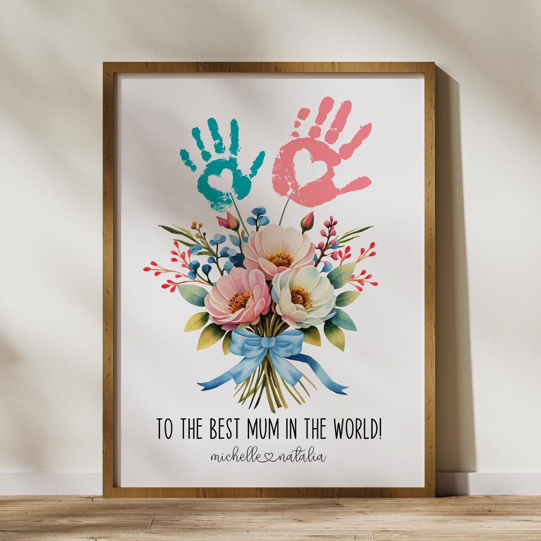 Custom Mom and Kid Handprint Wall Art, Handprint Wall Art, Mother's Day ...