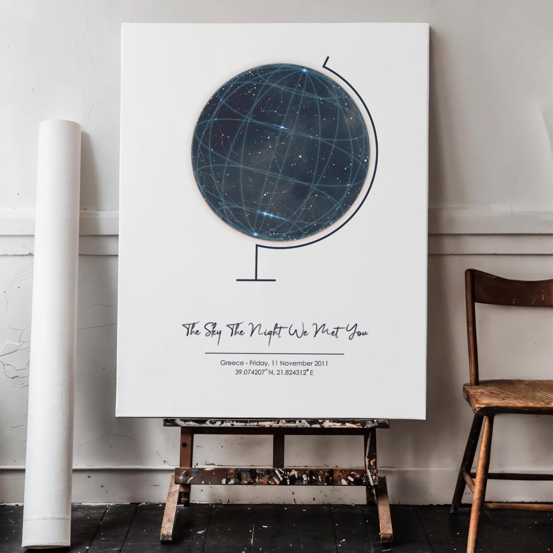 Star Map Canvas Print, Custom Star Map, Anniversary Star Map, Wedding ...