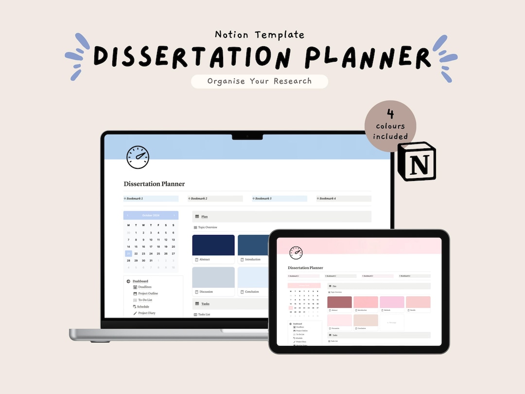 Dissertation Planner Notion Phd Planner ; University Honours Masters ...