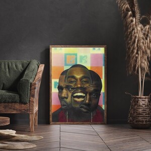 Kanye West Collage Art Poster MTV VMA Kanye Multi-face Abstract Art Rap ...