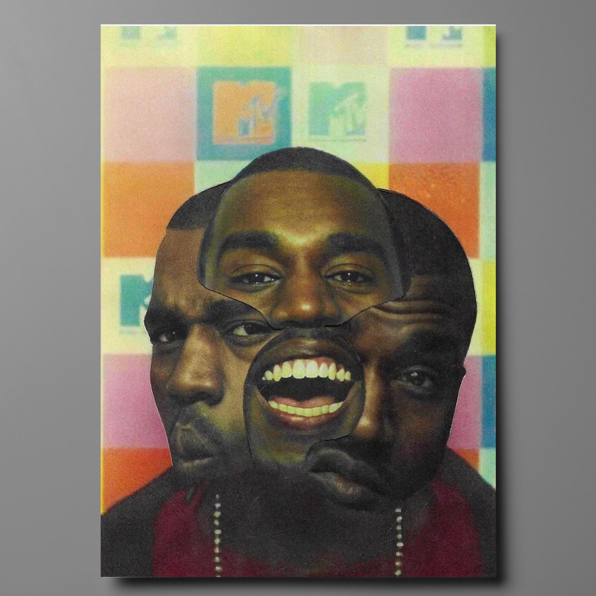 Kanye West Collage Art Poster MTV VMA Kanye Multi-face Abstract Art Rap ...