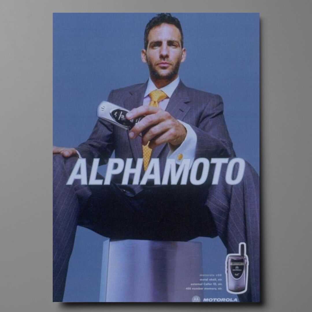 Alphamoto Retro Phone Ad Poster Vintage Tech Advertisement, Cool Office Decor, Throwback ...