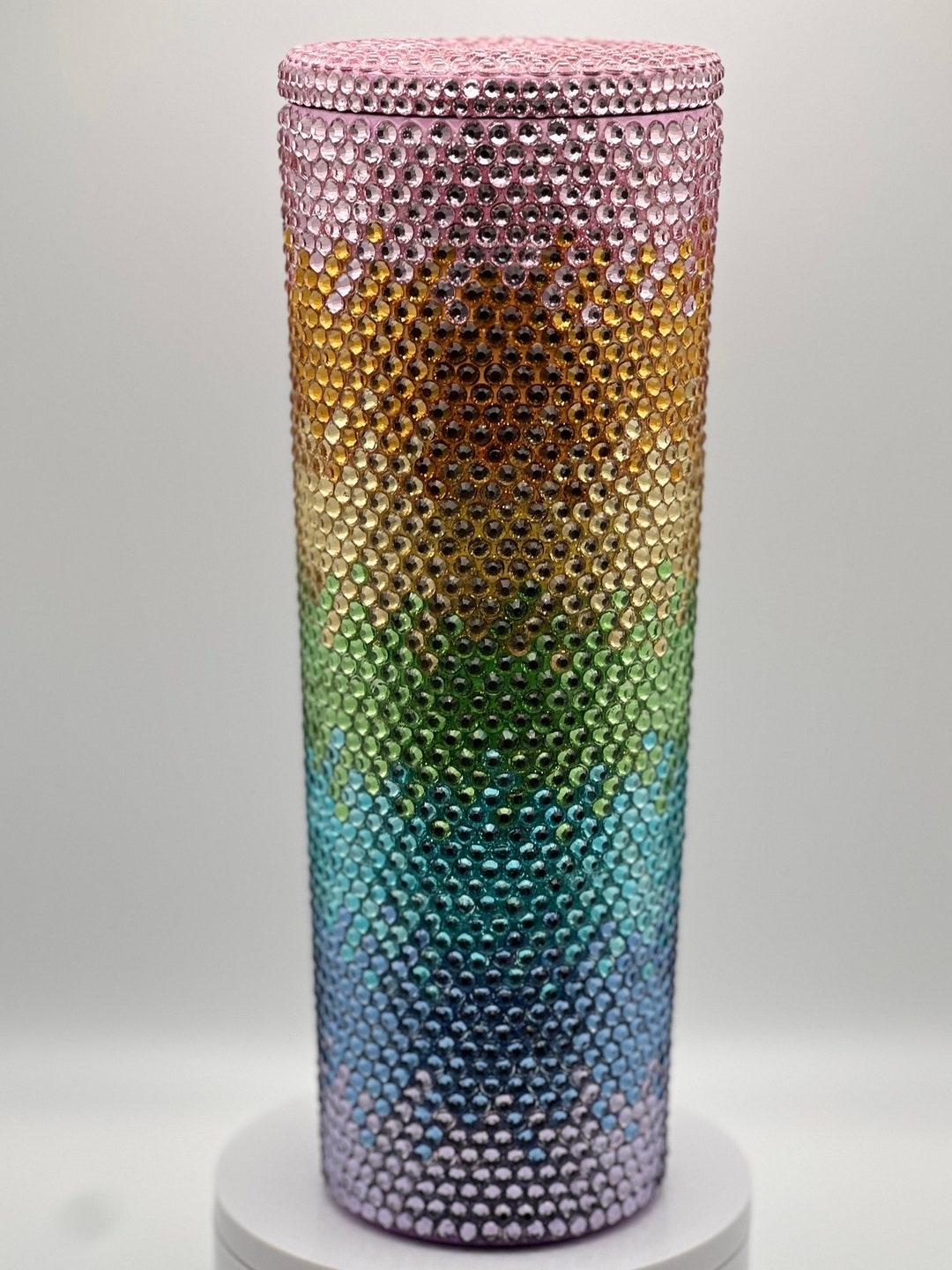Custom Ombré Pastel Rainbow Rhinestone Tumbler Handmade Bedazzled ...