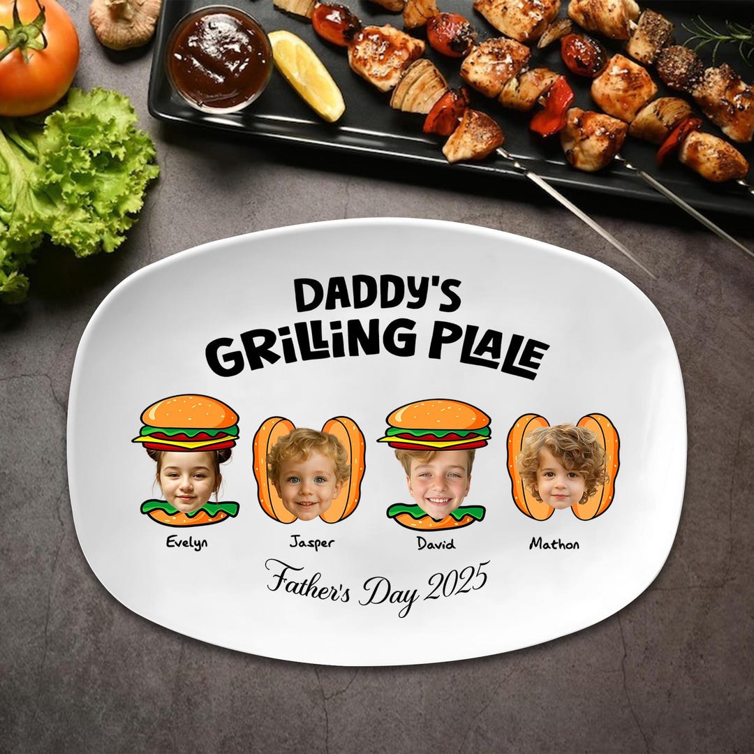 Fathers Day Gift for Dad From Kids, Personalized Platter With Photo ...