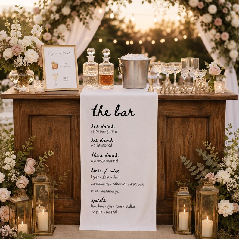 Fabric Bar Sign, His and Hers Bar Sign, Custom Fabric Bar Menu ...