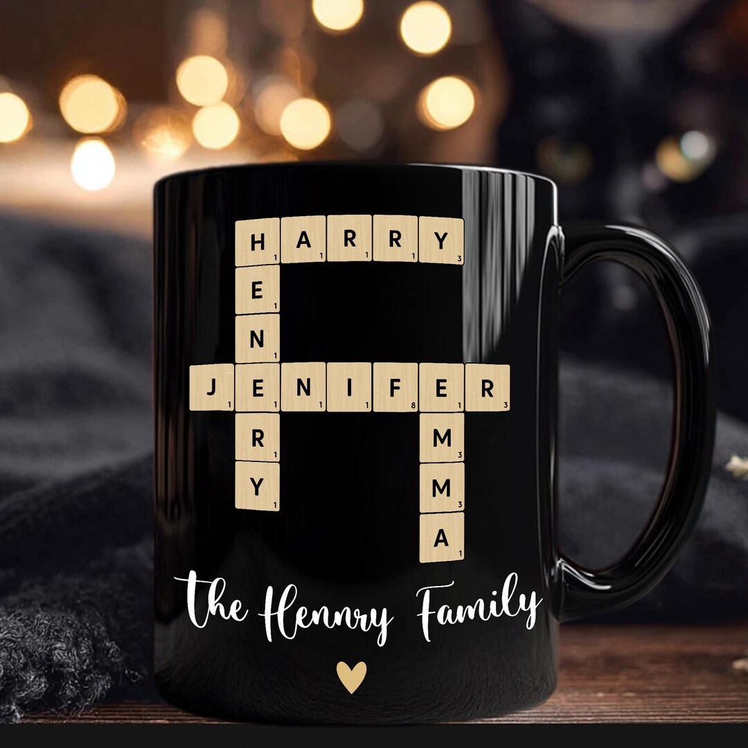 Personalized Family Name Mug, Scrabble Crossword Gift, Family Forever ...