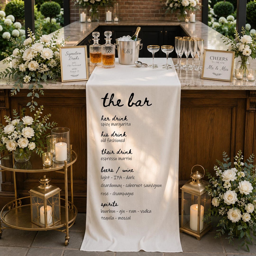 Fabric Bar Sign, His and Hers Bar Sign, Custom Fabric Bar Menu ...