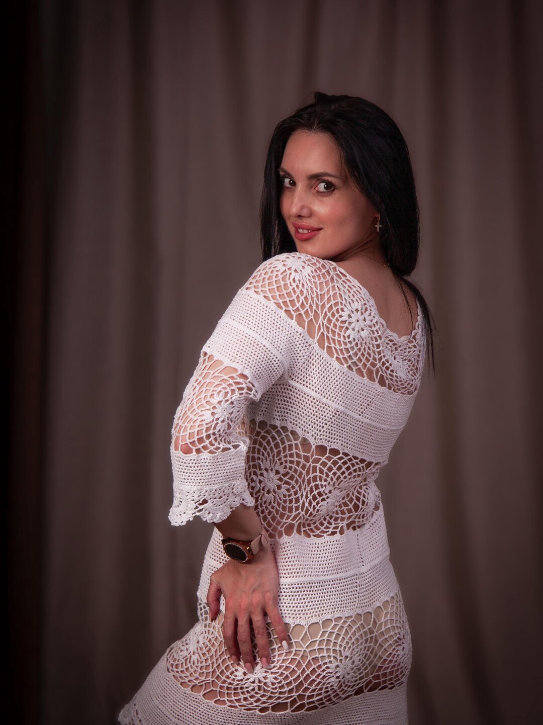 Gorgeous Hand Knit Openwork Tunic! Be the Center of Attention - Good Idea for Present for Her ...