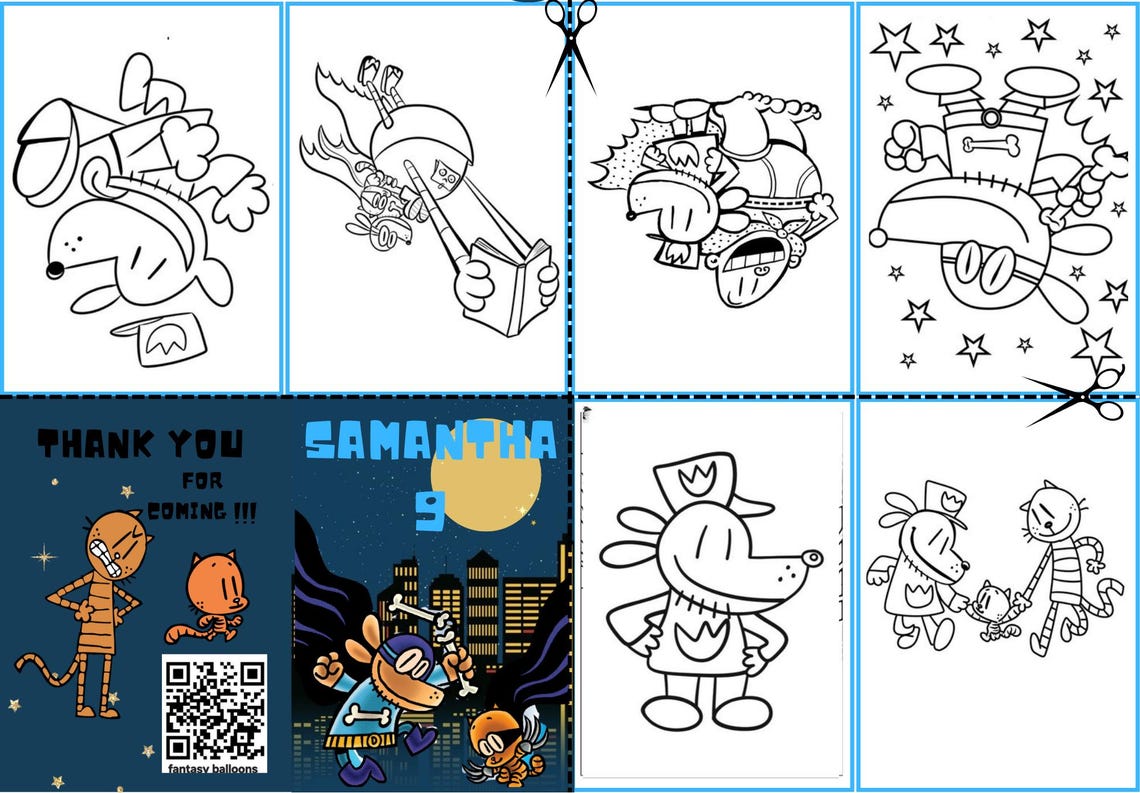 DOG MAN Mini Foldable Coloring Book. Editable in Canva - Etsy