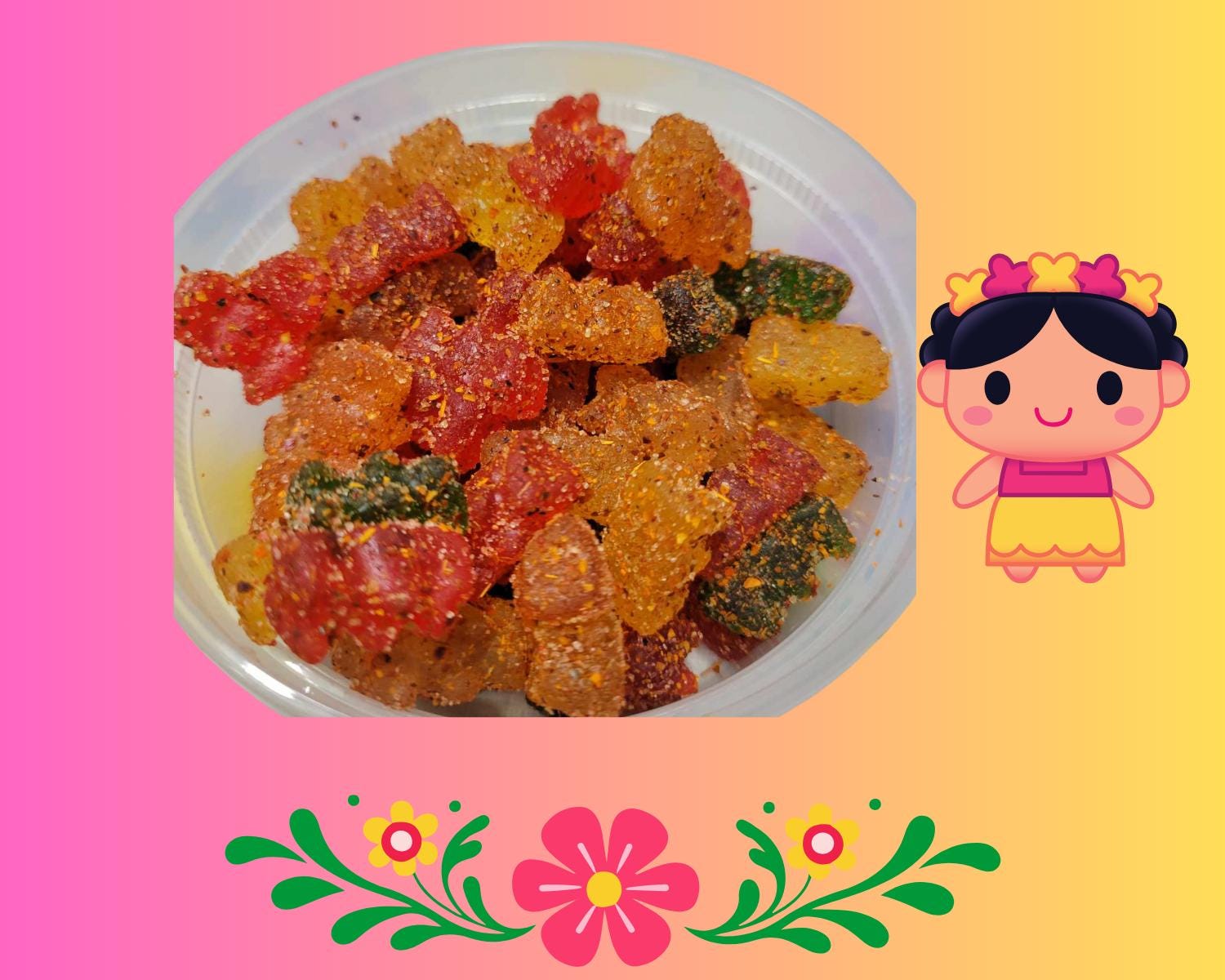 Homemade Spicy Gummies, With Chamoy in Powder, Tajin, Miguelito ...