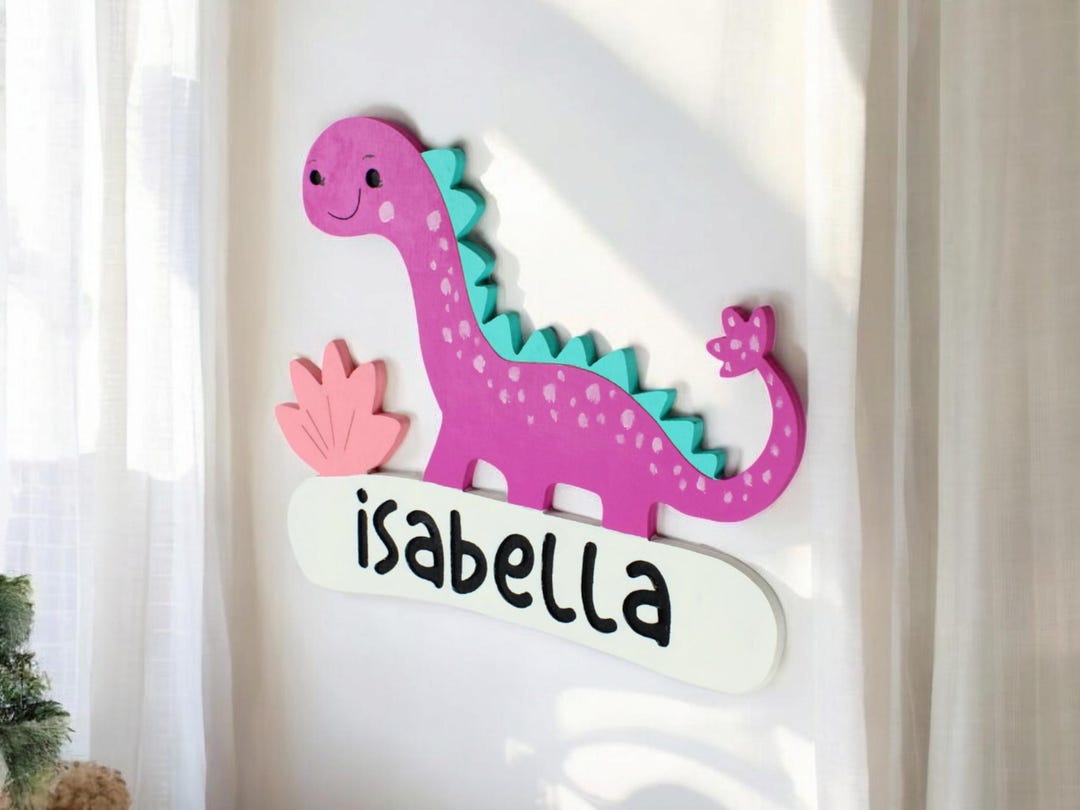 Custom Dinosaur Door Sign - Personalized Dino Name Sign, Nursery Room ...