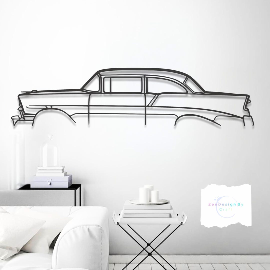 210 1956 Metal Car Wall Art, Classic American Sedan With Timeless Retro ...
