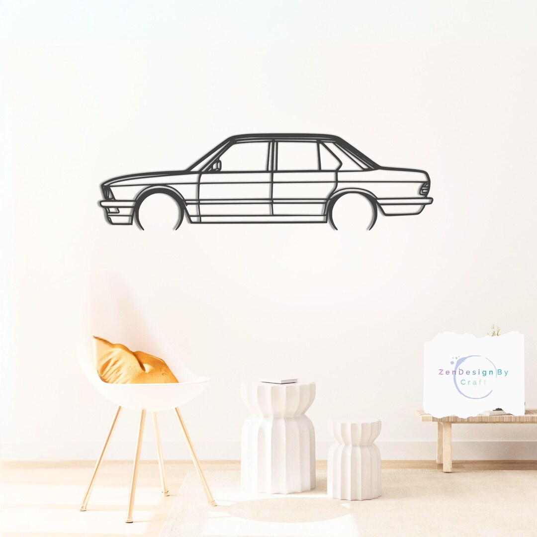 E28 1983 Metal Wall Art, Classic 80s Sport Sedan Garage Decor, Car Wall ...