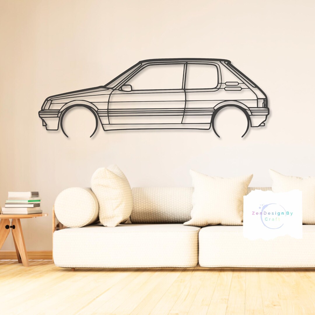 205 GT Metal Car Wall Art, Iconic Hot Hatch With Classic Rally Inspired ...